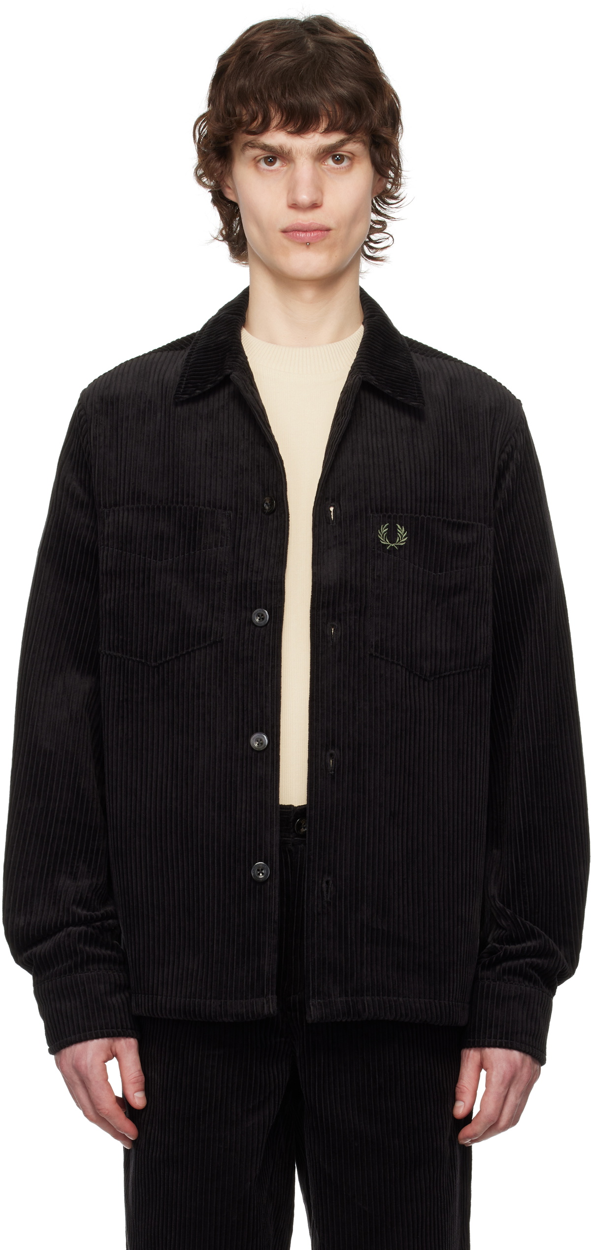 Fred Perry Black Corduroy Overshirt Fred Perry