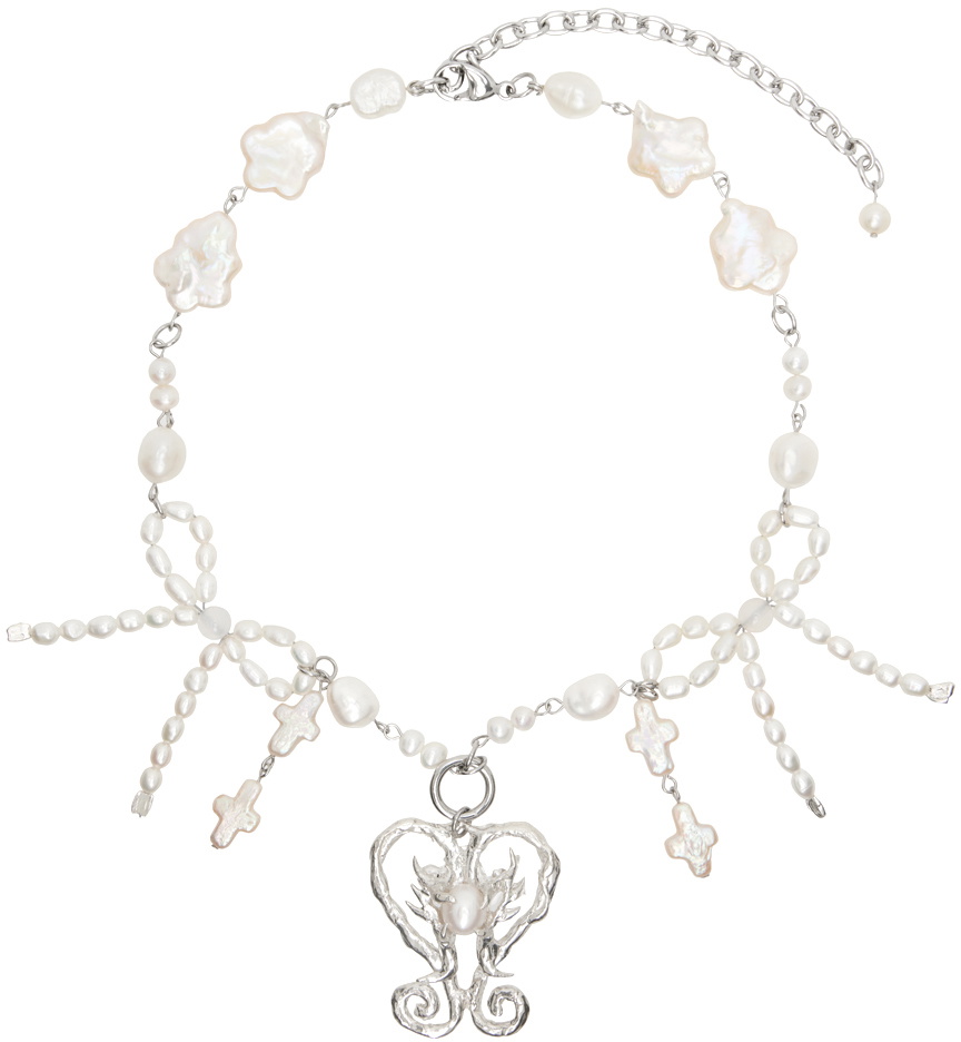 Harlot Hands Silver & White Heiress Necklace Harlot Hands