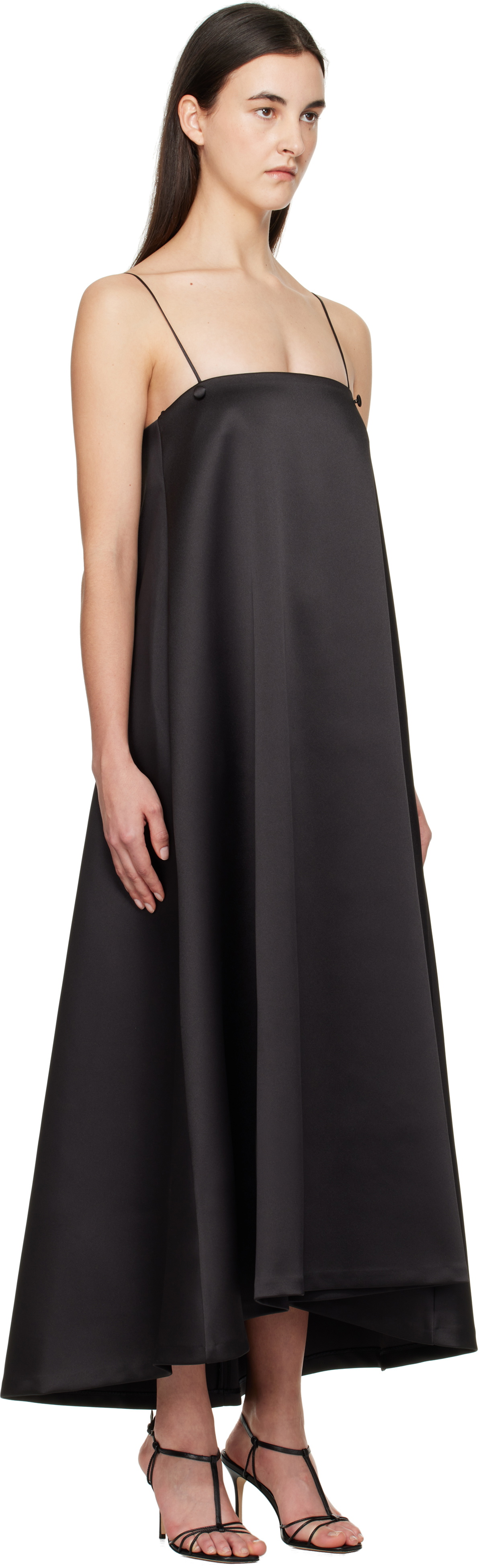 Róhe Black Voluminous Satin Evening Maxi Dress Róhe