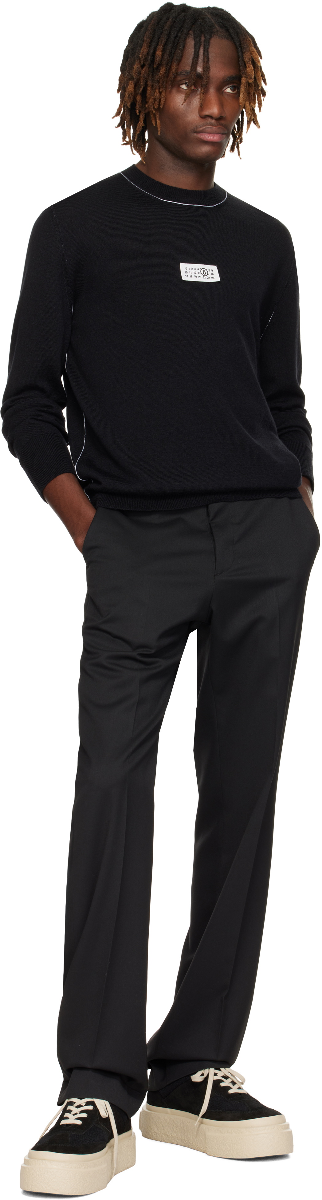 MM6 Maison Margiela Black Contrast Stitching Sweater MM6 Maison Margiela