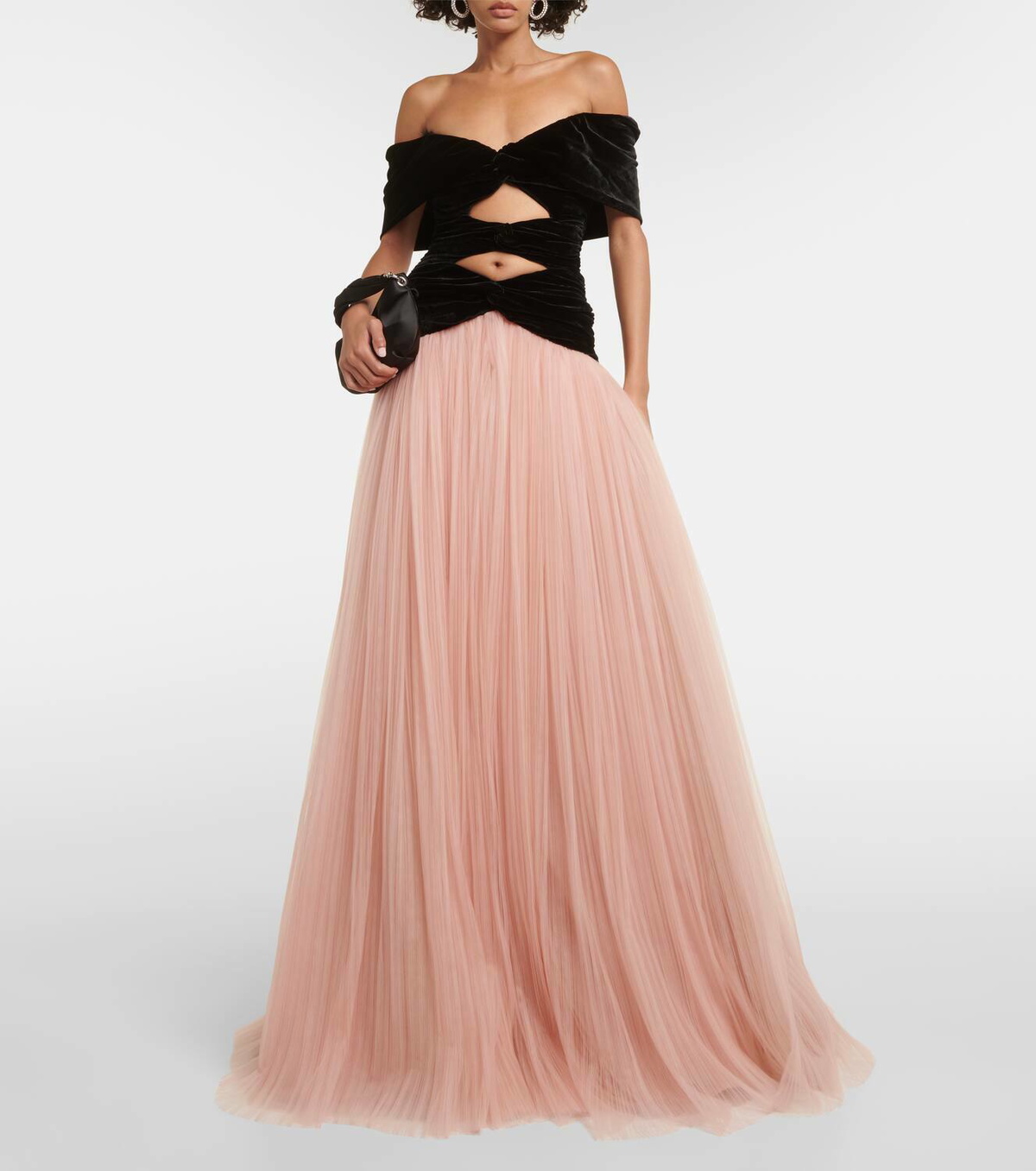 Costarellos Celestine velvet and chiffon gown Costarellos