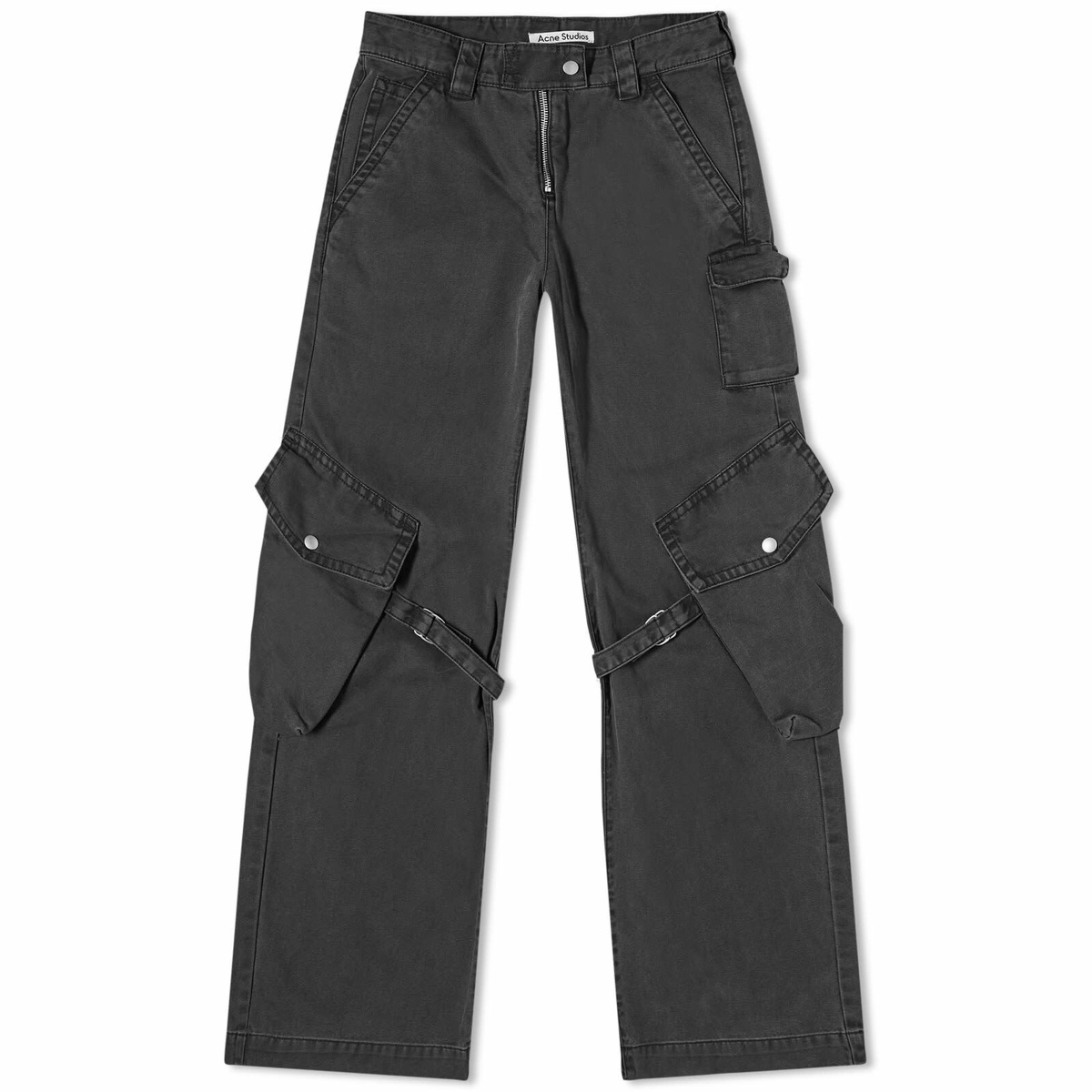 Acne Studios Women's Potina Cotton Combat Bottoms in Washed Black Acne ...