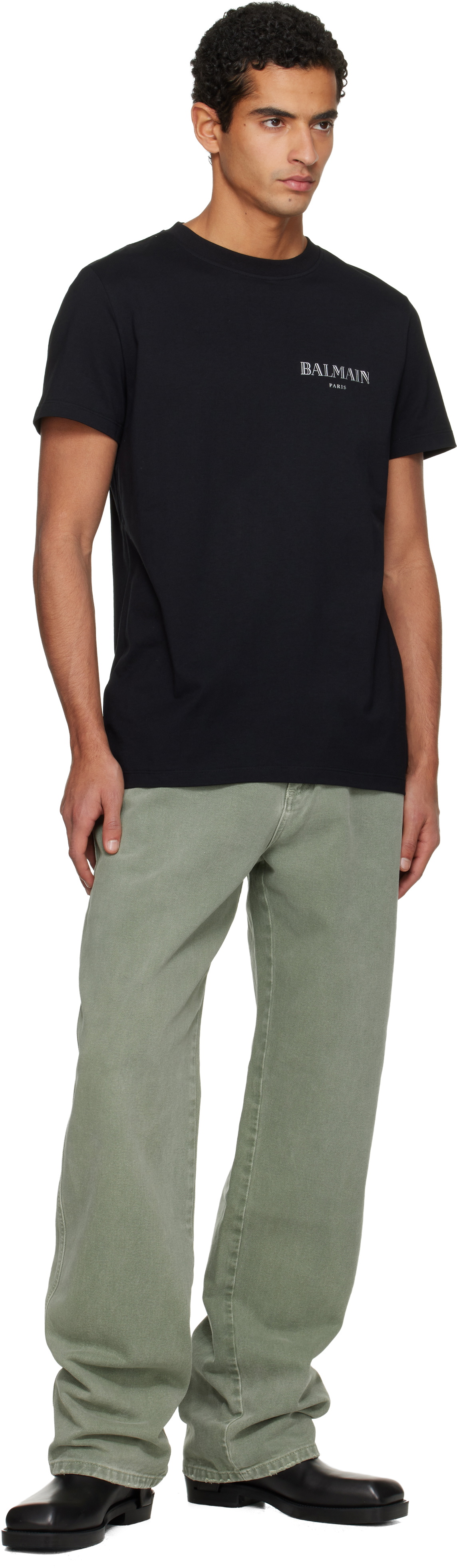 Balmain Black Vintage Gel 'Balmain' Logo T-shirt Balmain