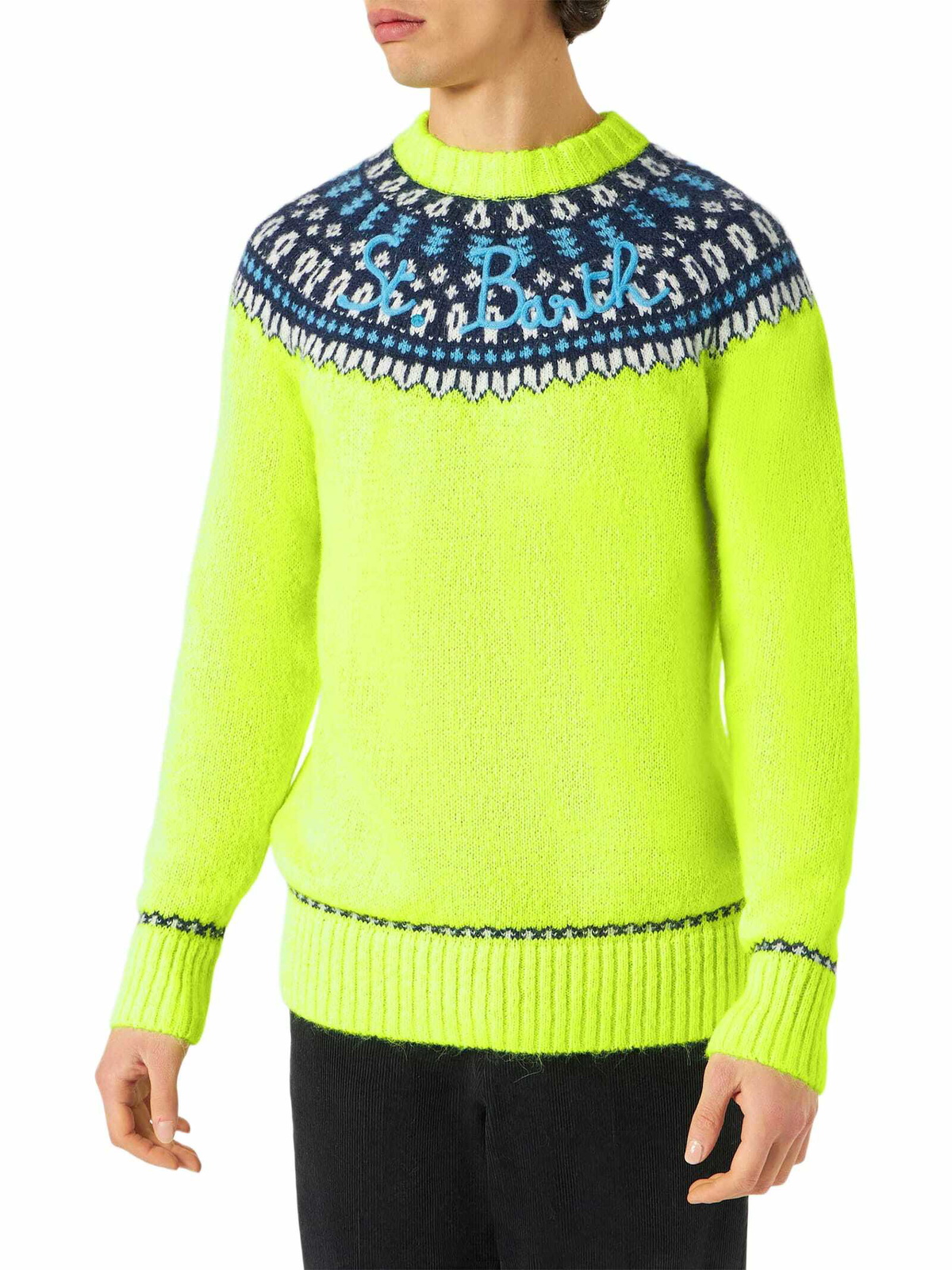 MC2 Saint Barth Man Brushed Sweater With Icelandic Jacquard MC2 Saint Barth