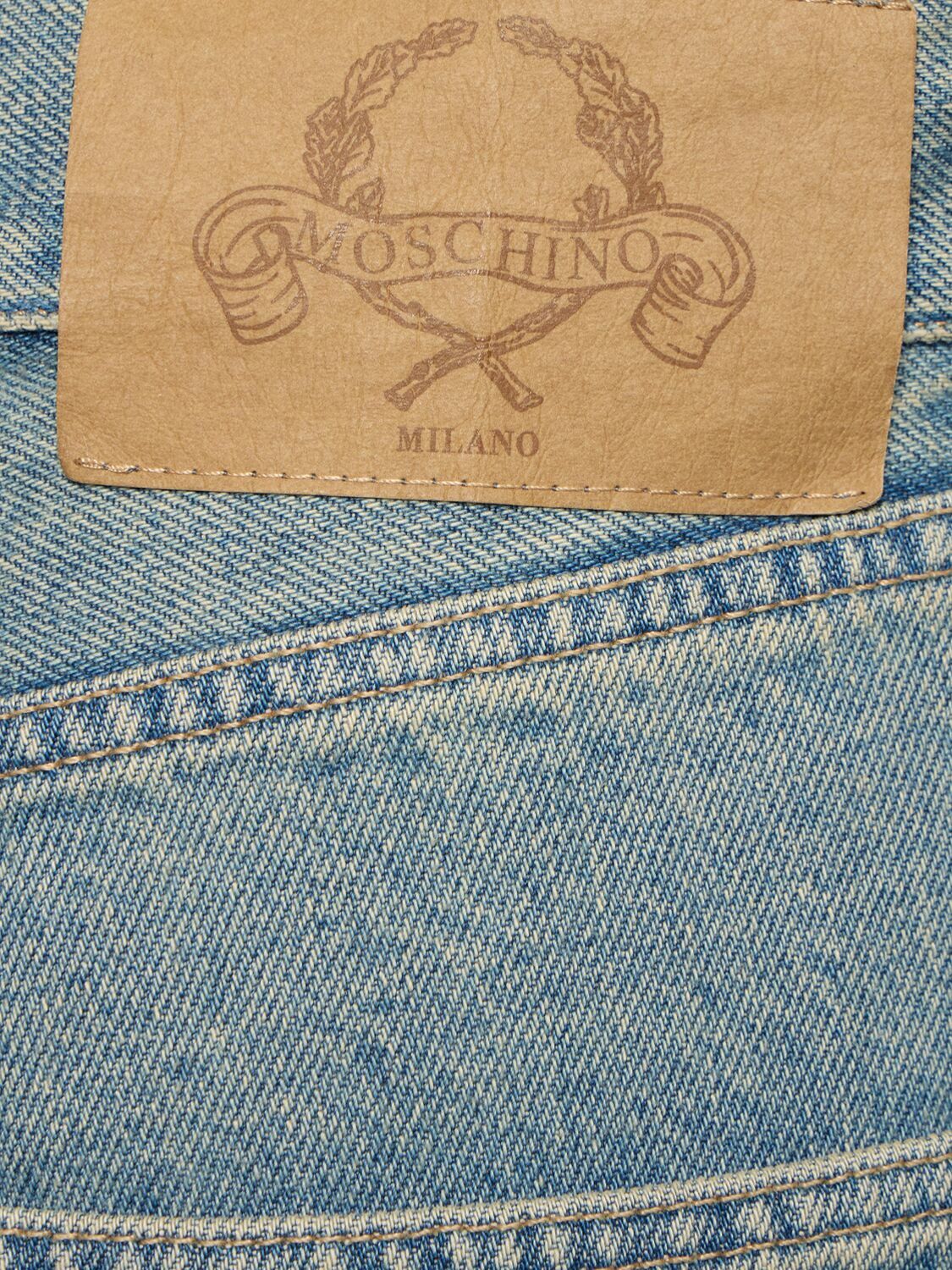 MOSCHINO High Rise Denim Straight Jeans Moschino