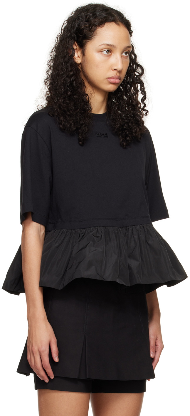 MSGM Black Peplum T-Shirt MSGM