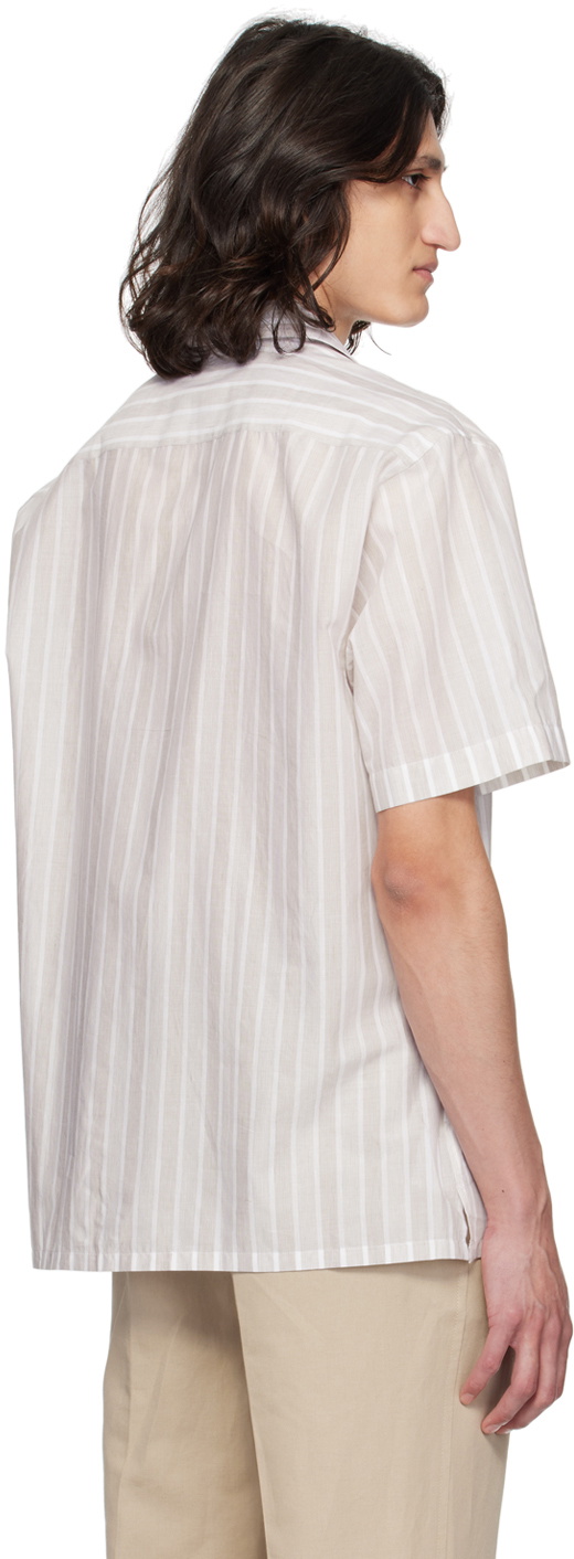 Brioni Beige & Off-White Stripe Shirt Brioni