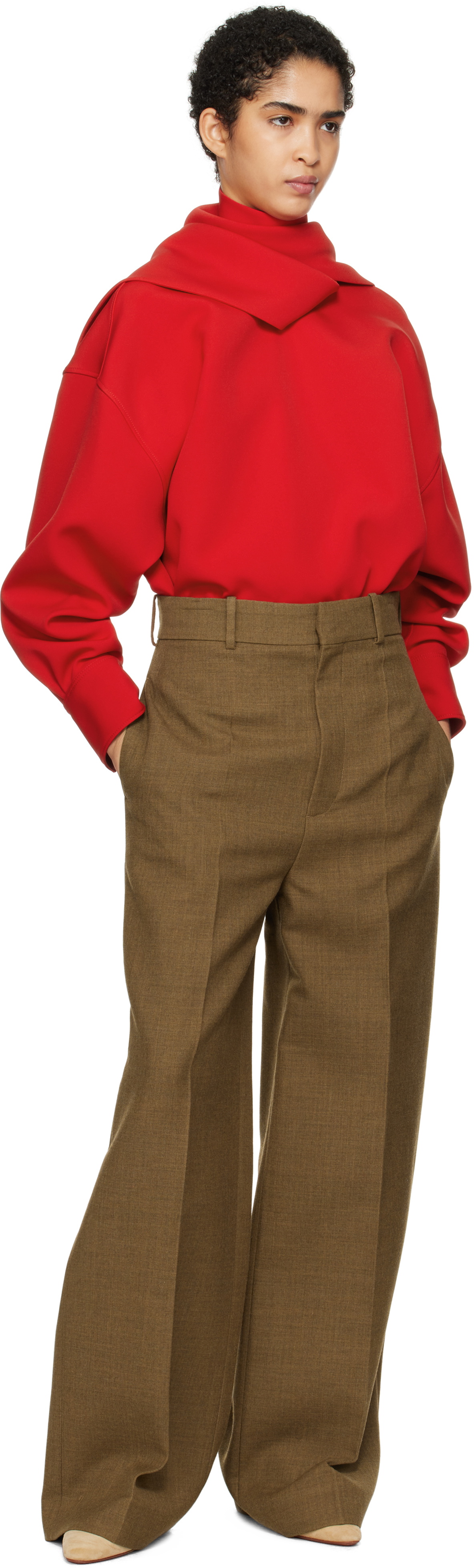 Carven Brown Double Worsted Wool Trousers Carven