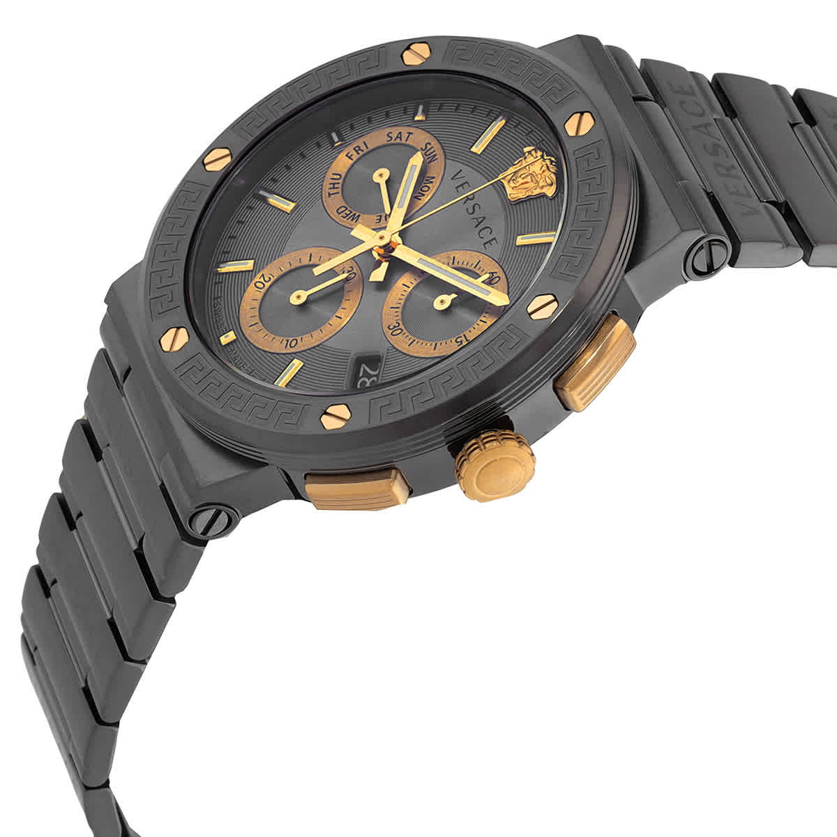 Versace Greca Logo Chronograph Quartz Grey Dial Mens Watch VEZ900521 ...