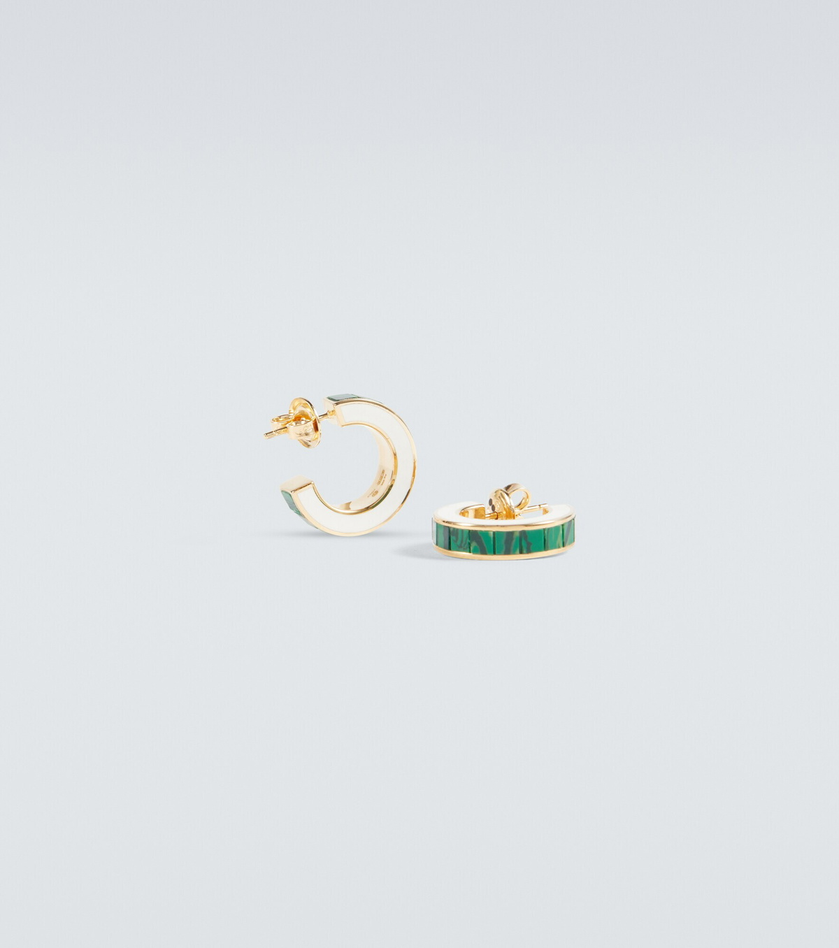 Bottega Veneta - Gold-plated and enamel hoop earrings with malachite ...