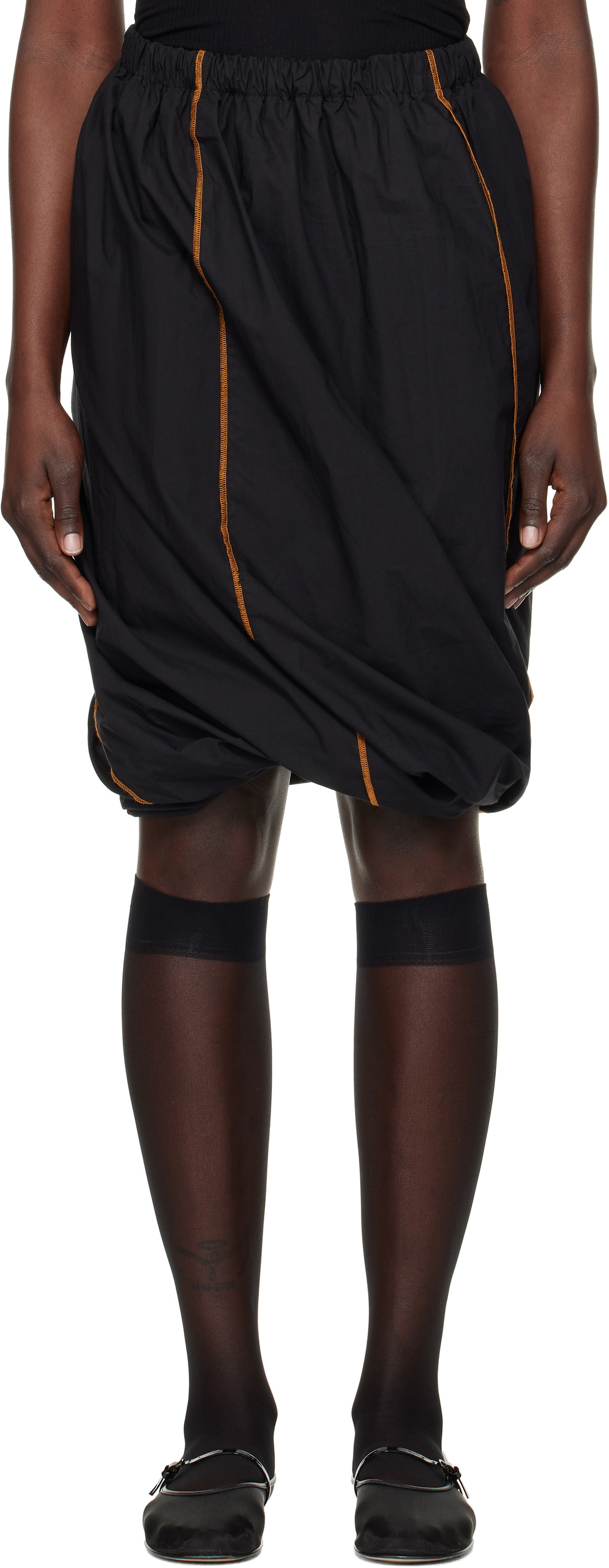 Baserange Black Turn Midi Skirt Baserange