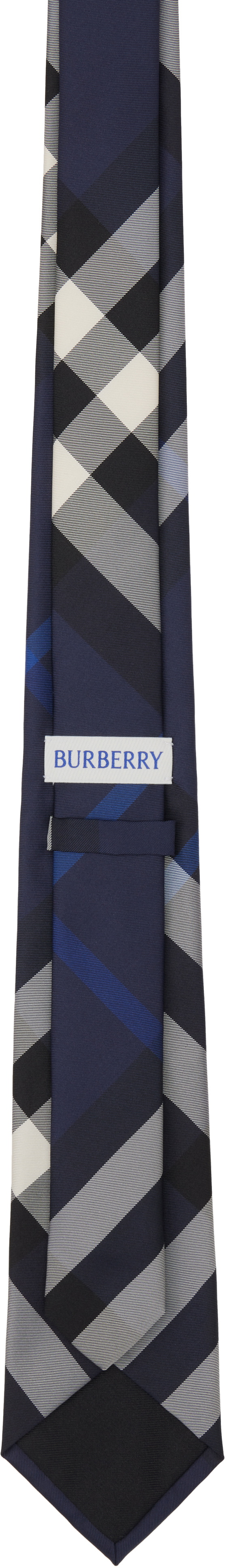 Burberry Navy Check Silk Tie Burberry