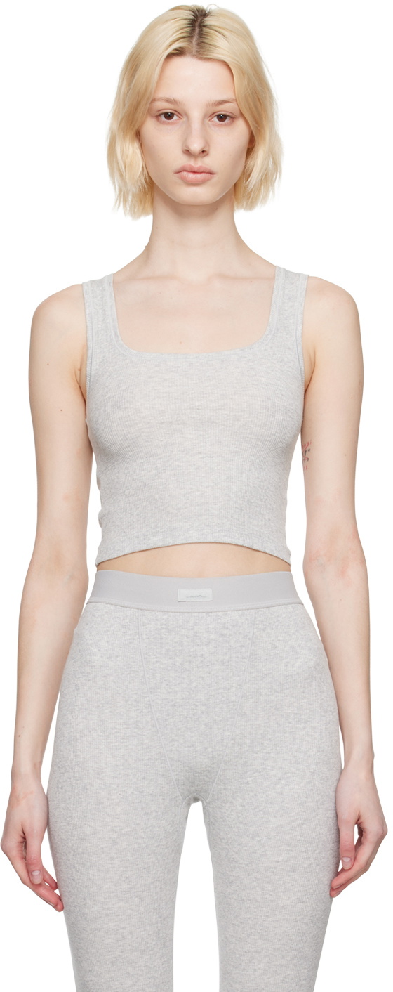 SKIMS Gray Cotton Rib Crop Tank Top SKIMS
