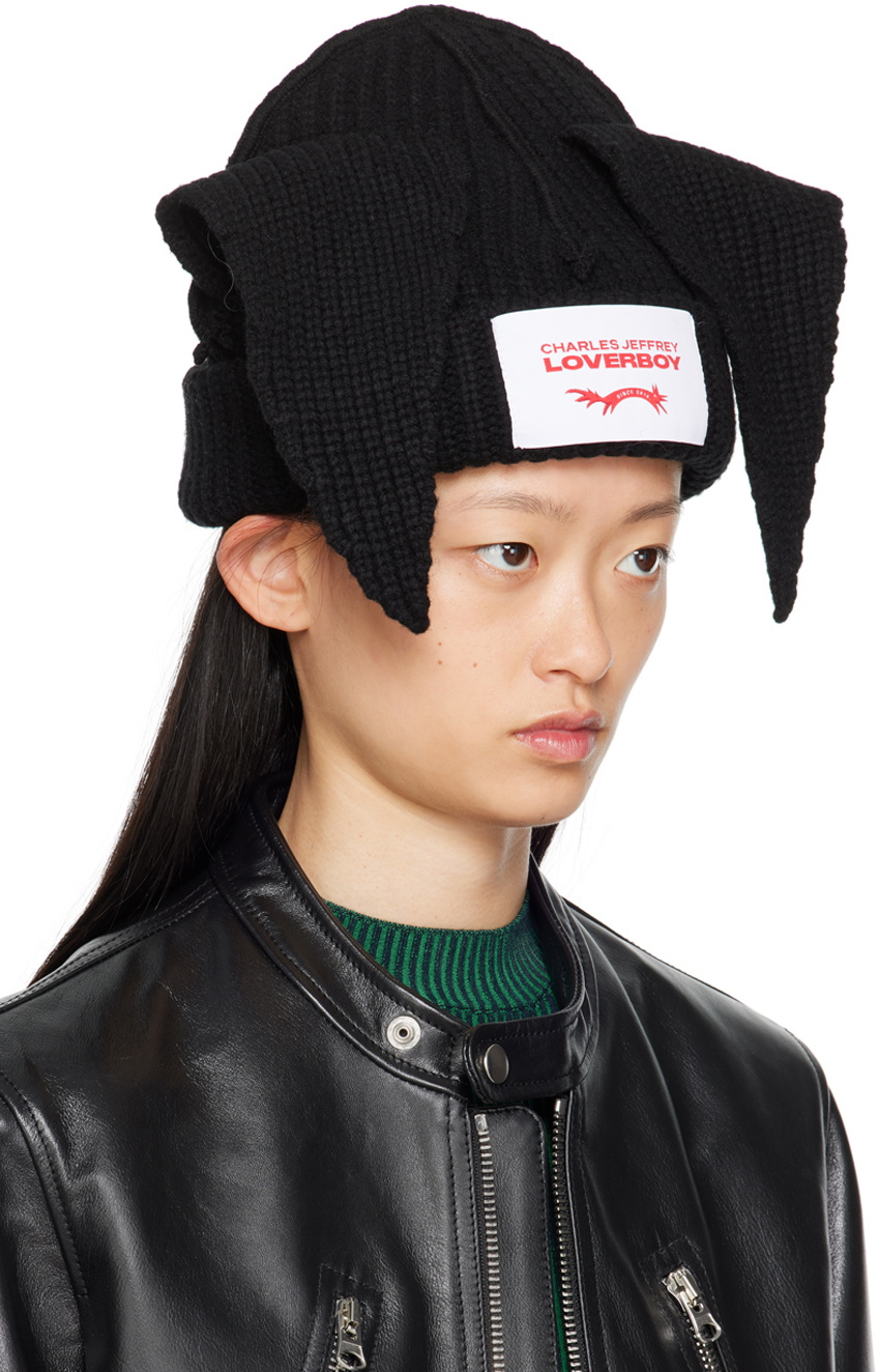 Charles Jeffrey LOVERBOY Black Floppy Ears Beanie Charles Jeffrey Loverboy