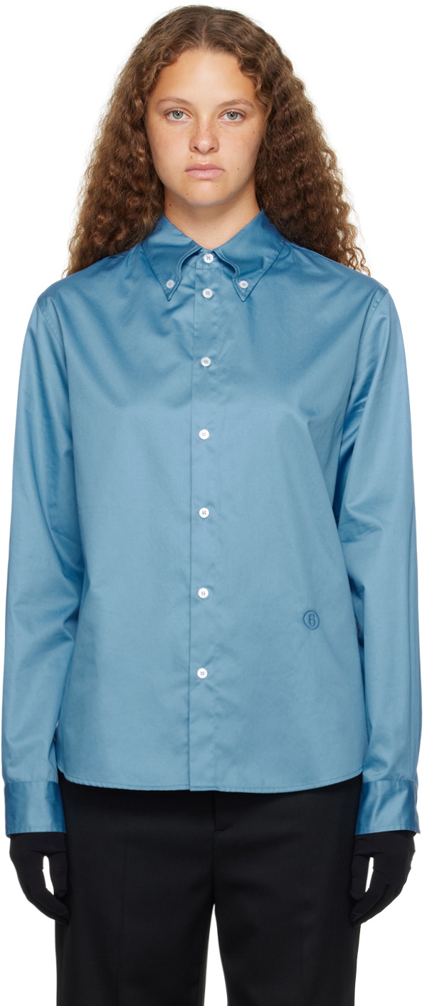MM6 Maison Margiela Blue Embroidered Shirt MM6 Maison Margiela