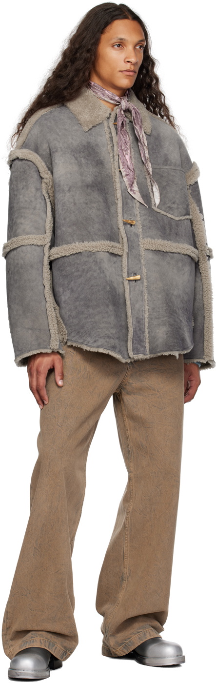 Acne Studios Gray Sprayed Leather Boots Acne Studios