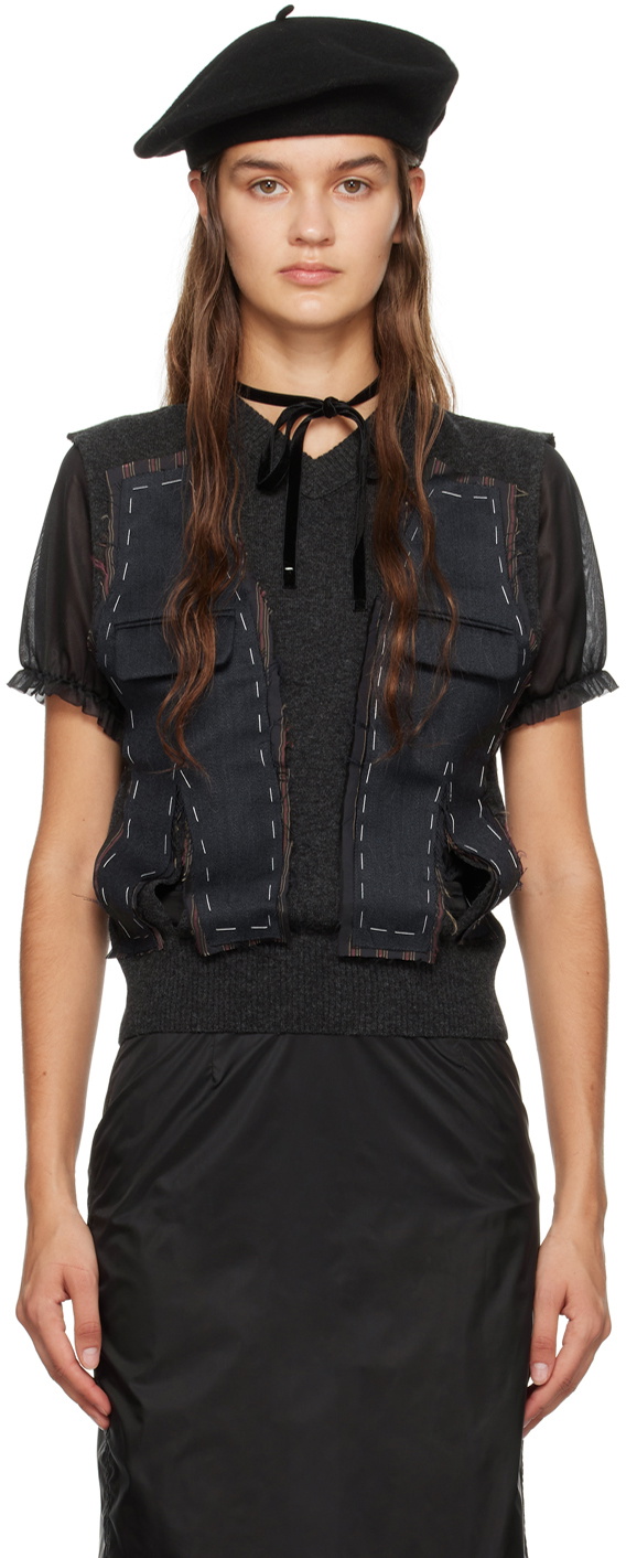 Maison Margiela Gray & Blue Distressed Vest Maison Margiela