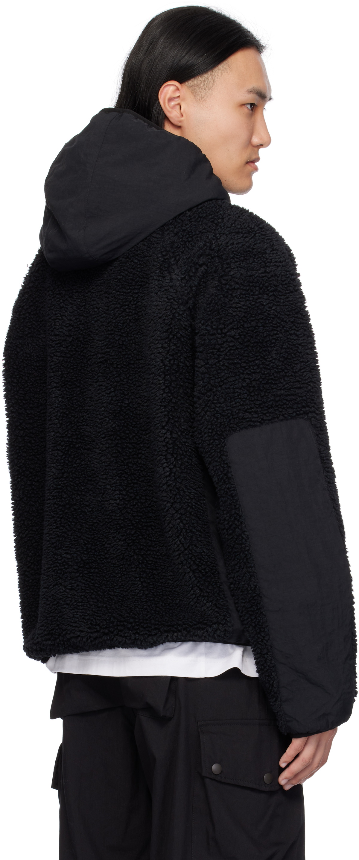Stüssy Black Sherpa Paneled Hooded Jacket Stussy