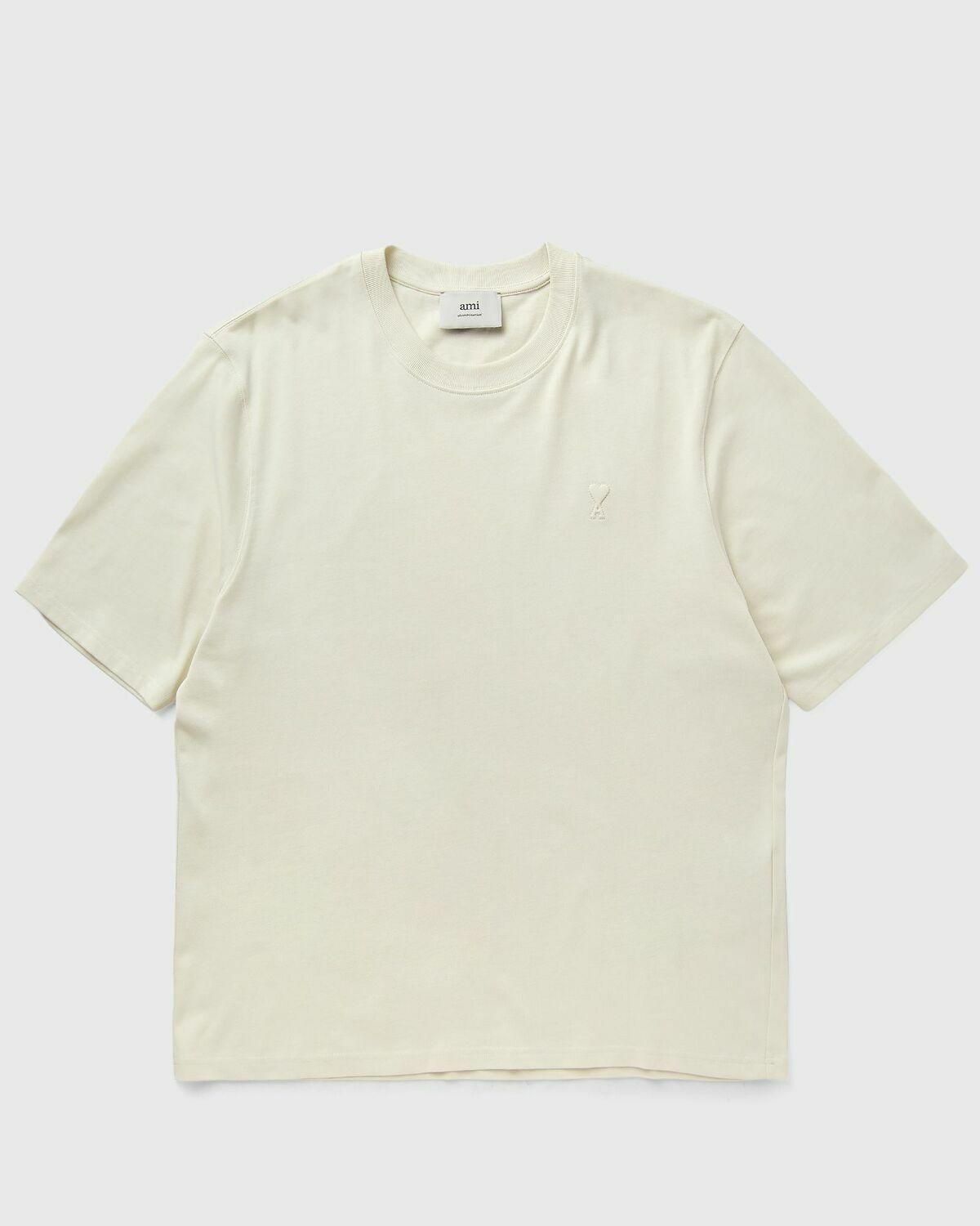 AMI Paris SMALL EMBOSSED AMI DE COEUR TEE Beige Mens Shortsleefe AMI