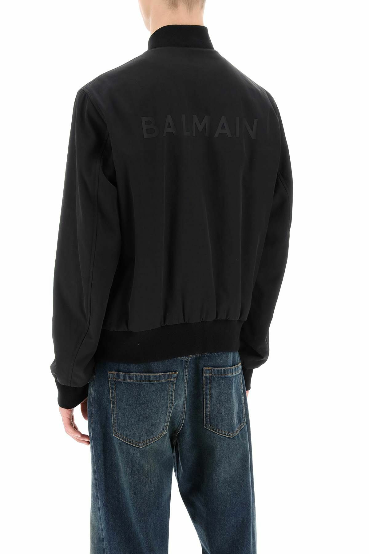 BALMAIN nylon bomber jacket with logo print Black Balmain