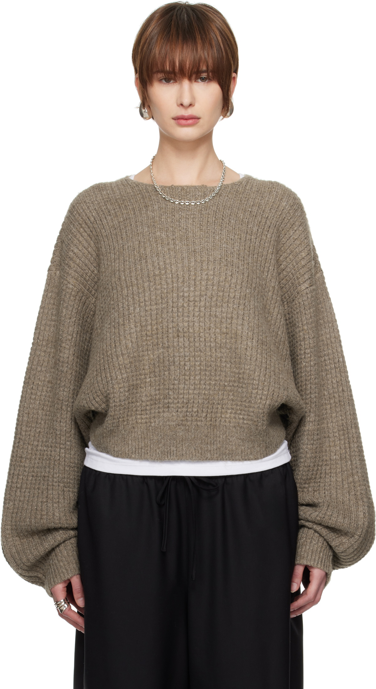 Fear of God ESSENTIALS Gray Heavy Waffle Cropped Sweater Fear Of God ...