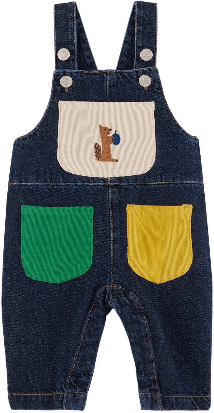 Bobo Choses Baby Navy Hungry Squirrel Denim Overalls Bobo Choses