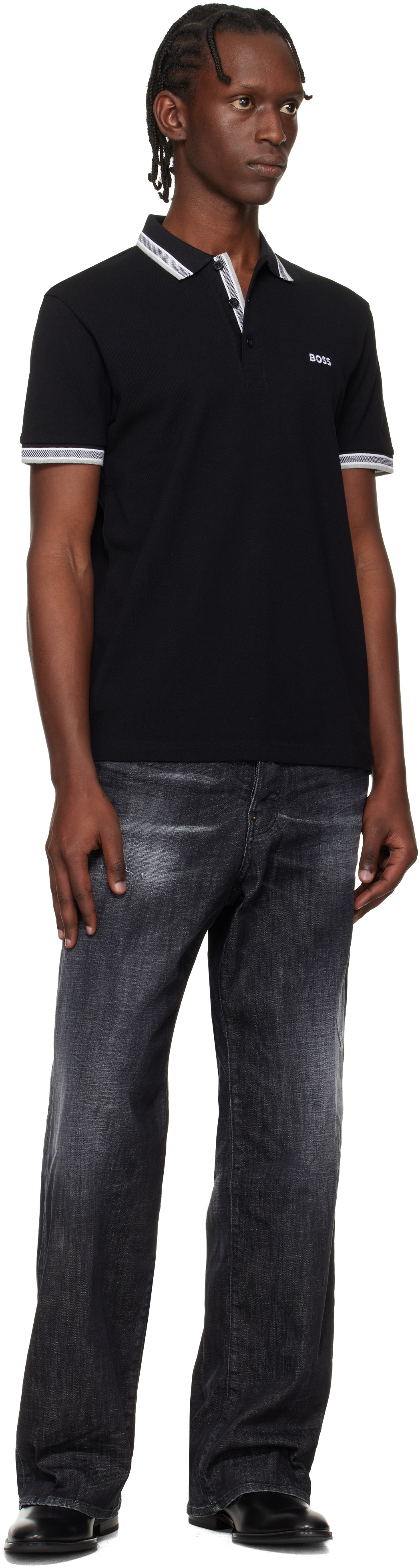 BOSS Black Leather Stitching-Detail Derbys BOSS