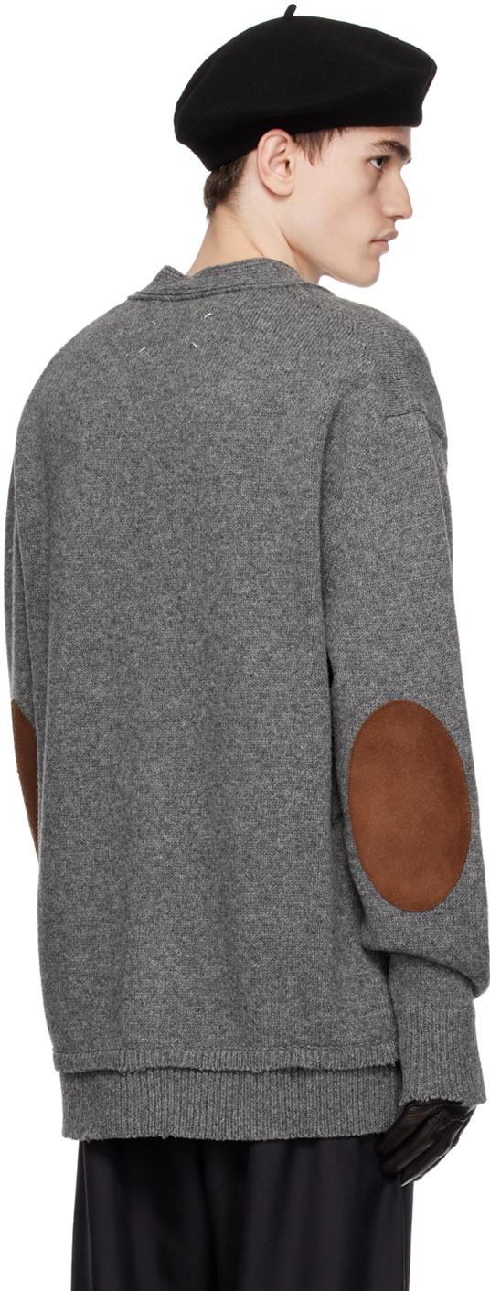 Maison Margiela Gray Elbow Patch Cardigan Maison Margiela