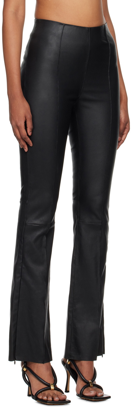 REMAIN Birger Christensen Black Bootcut Leather Pants REMAIN Birger ...