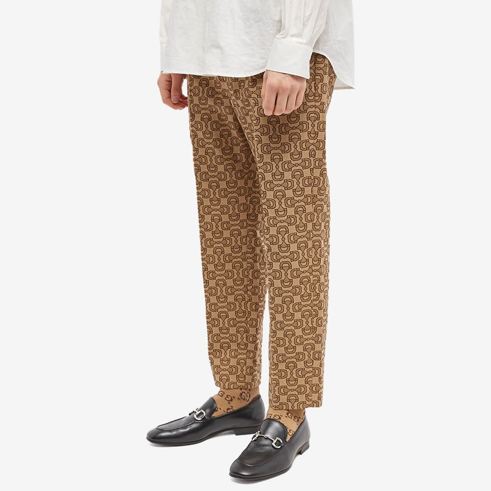 Gucci Men's Horse Bit Monogram Drawstring Pant in Tan Gucci
