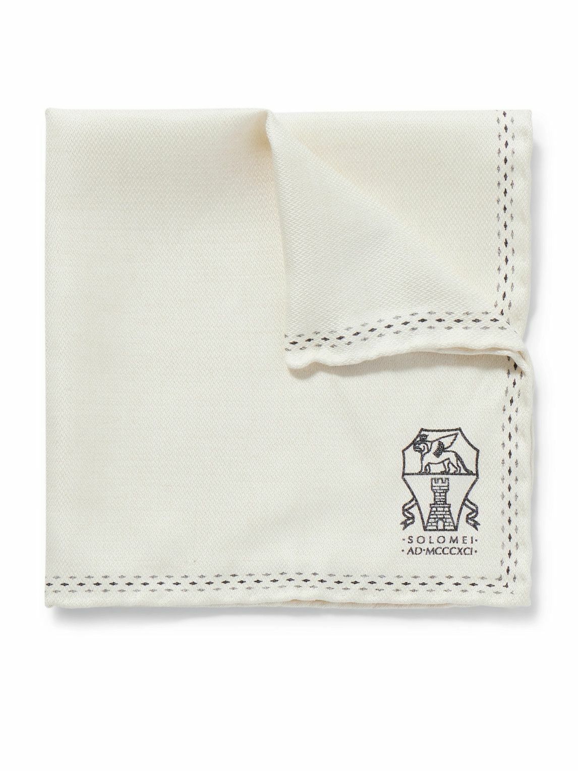Brunello Cucinelli - Logo-Print Silk Pocket Square Brunello Cucinelli