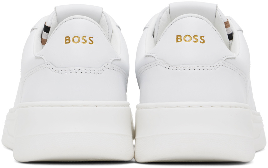 BOSS White Leather Logo Sneakers BOSS