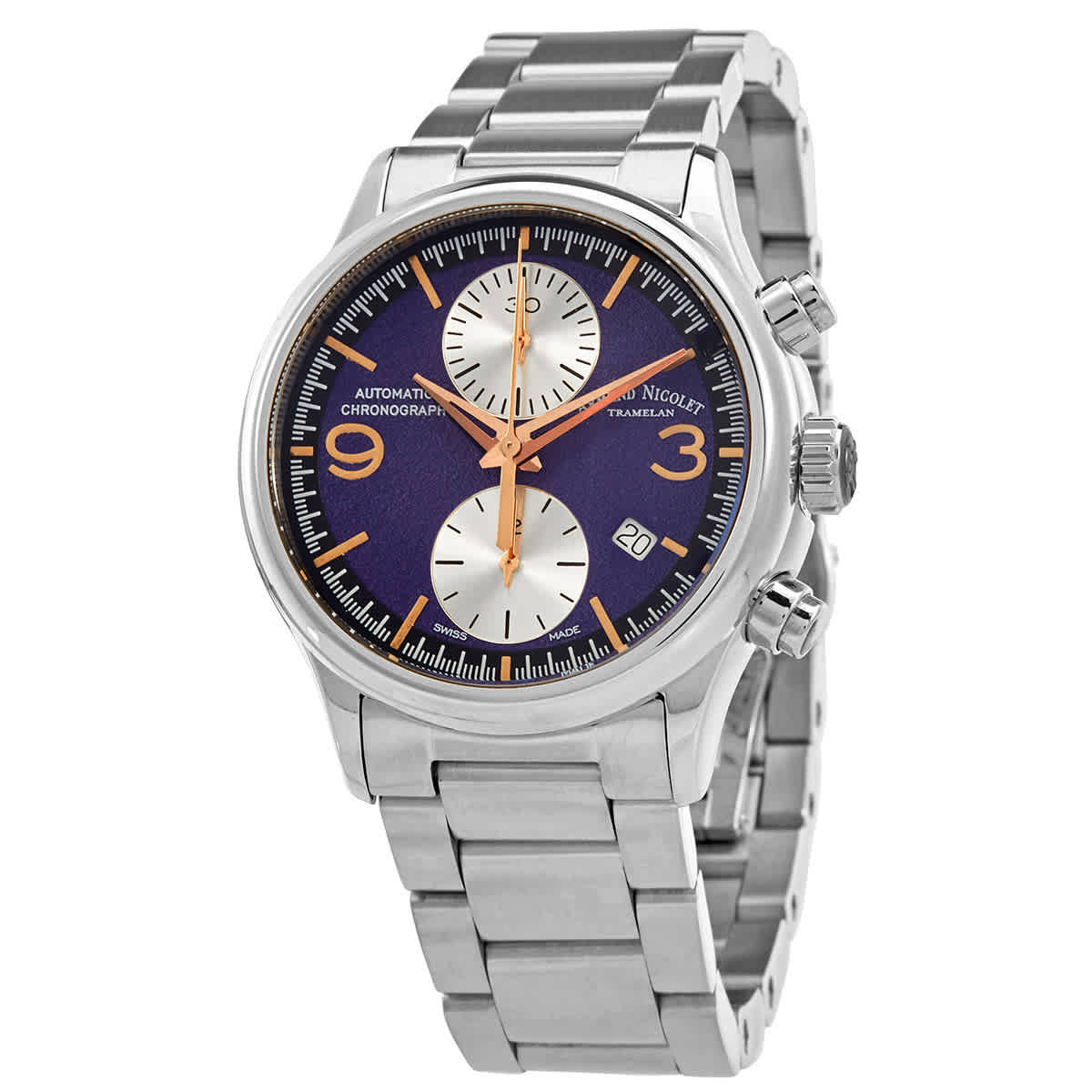 Armand Nicolet MHA Chronograph Automatic Blue Dial Mens Watch A844HAA ...