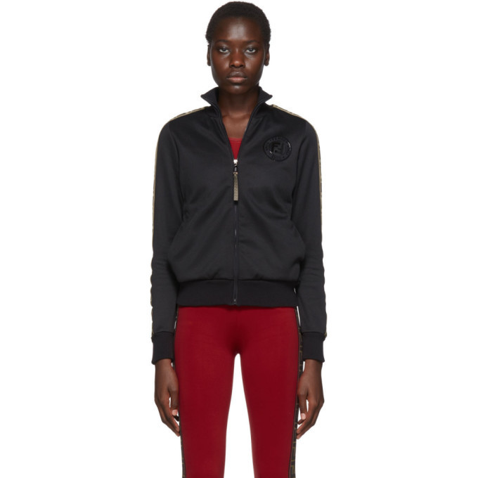 Fendi Black FF Roma Stamp Zip-Up Sweater Fendi