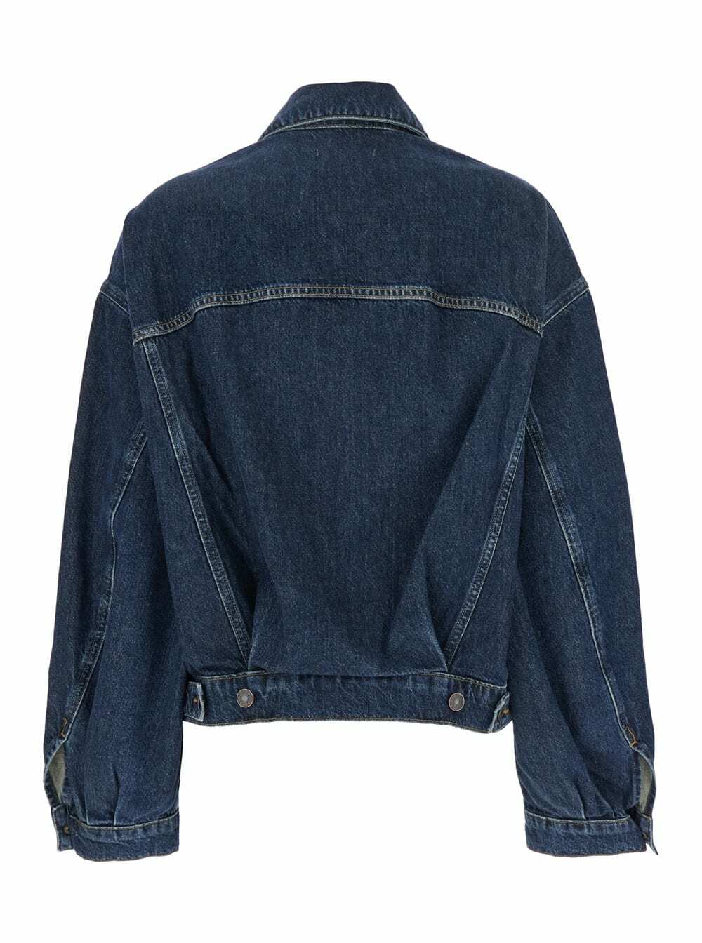AGOLDE dalton Blue Jacket With Classic Collar And Puffed Sleeves In ...