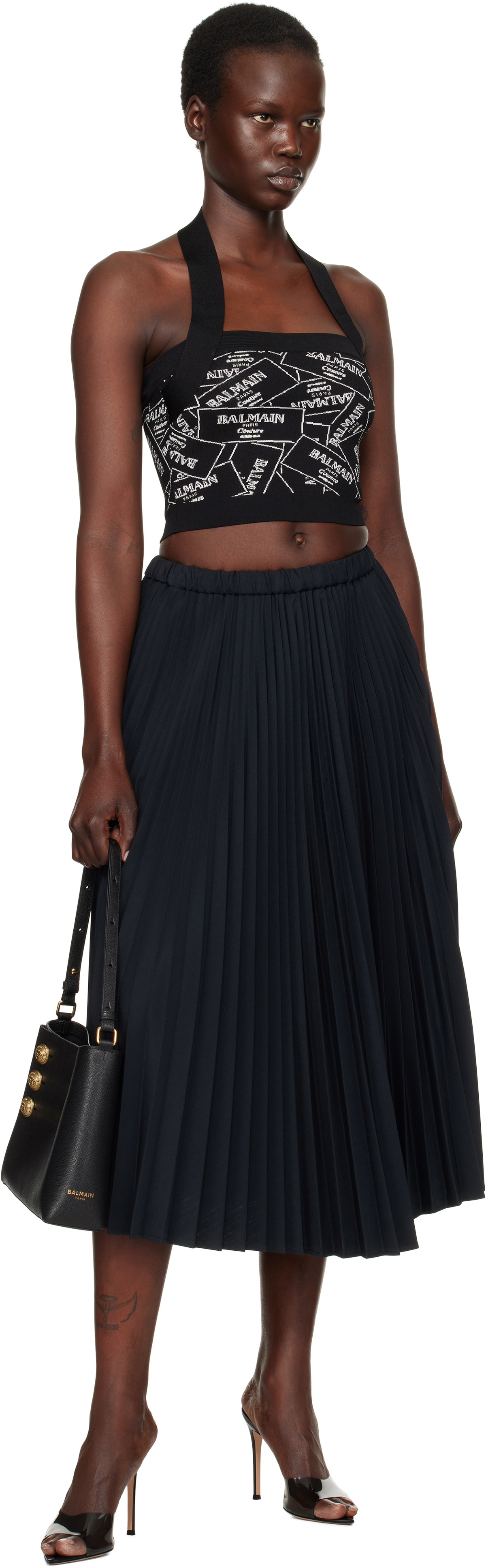 Balmain Black 'Balmain' Label Motif Top Balmain