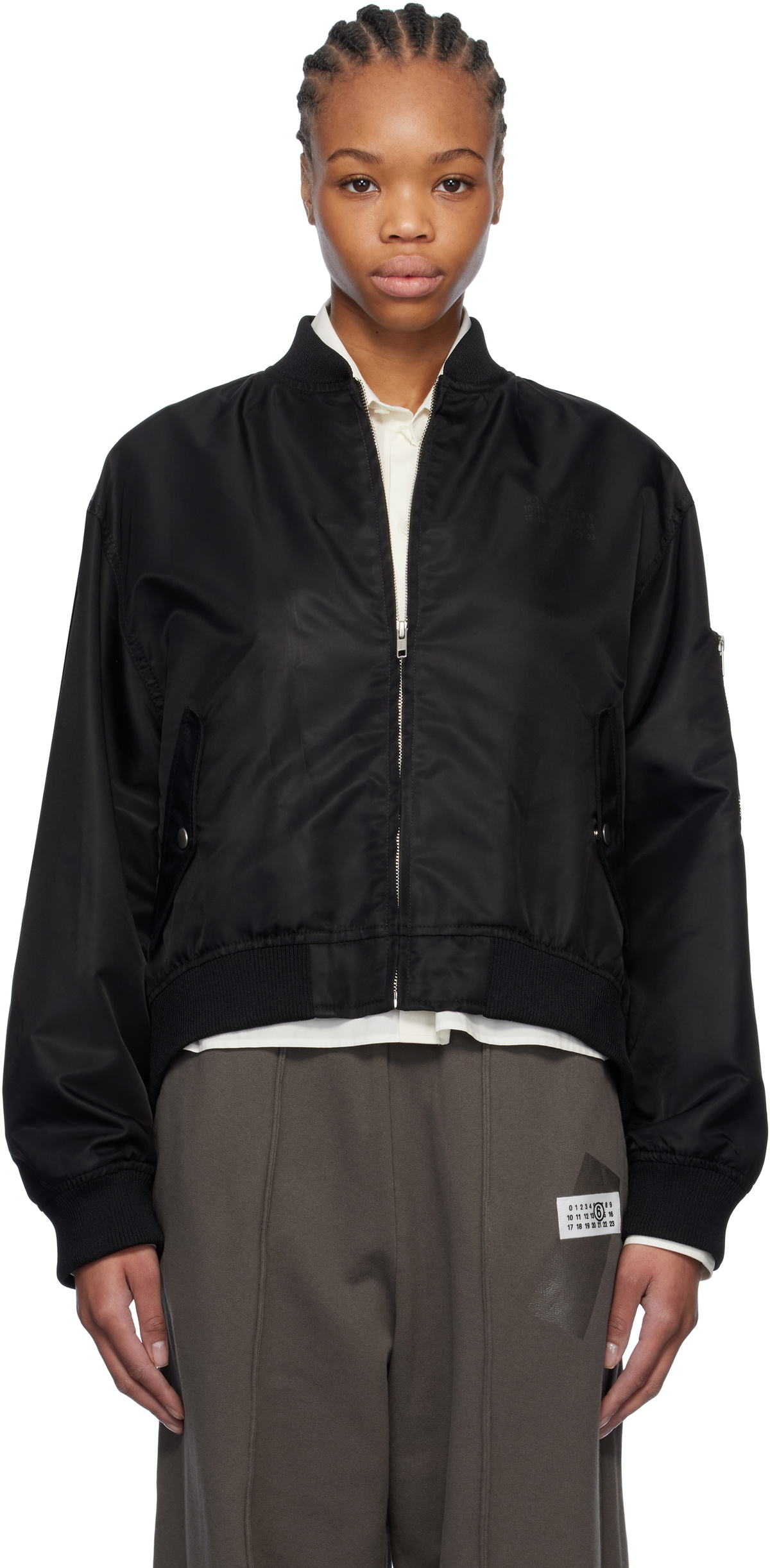 MM6 Maison Margiela Black Spliced Bomber Jacket MM6 Maison Margiela