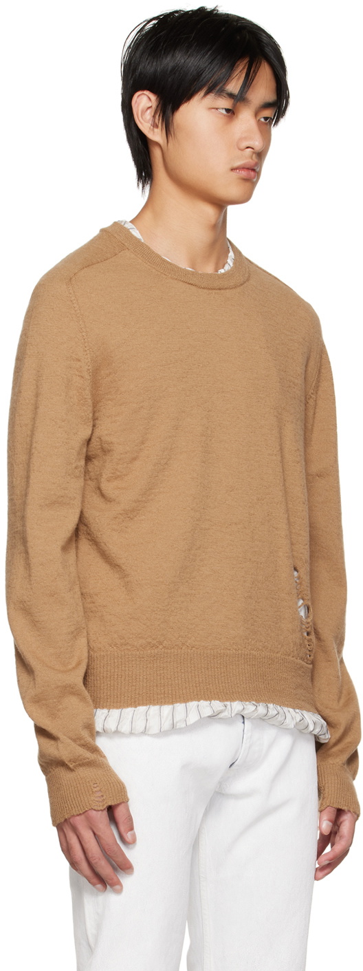 Maison Margiela Tan Distressed Sweater Maison Margiela
