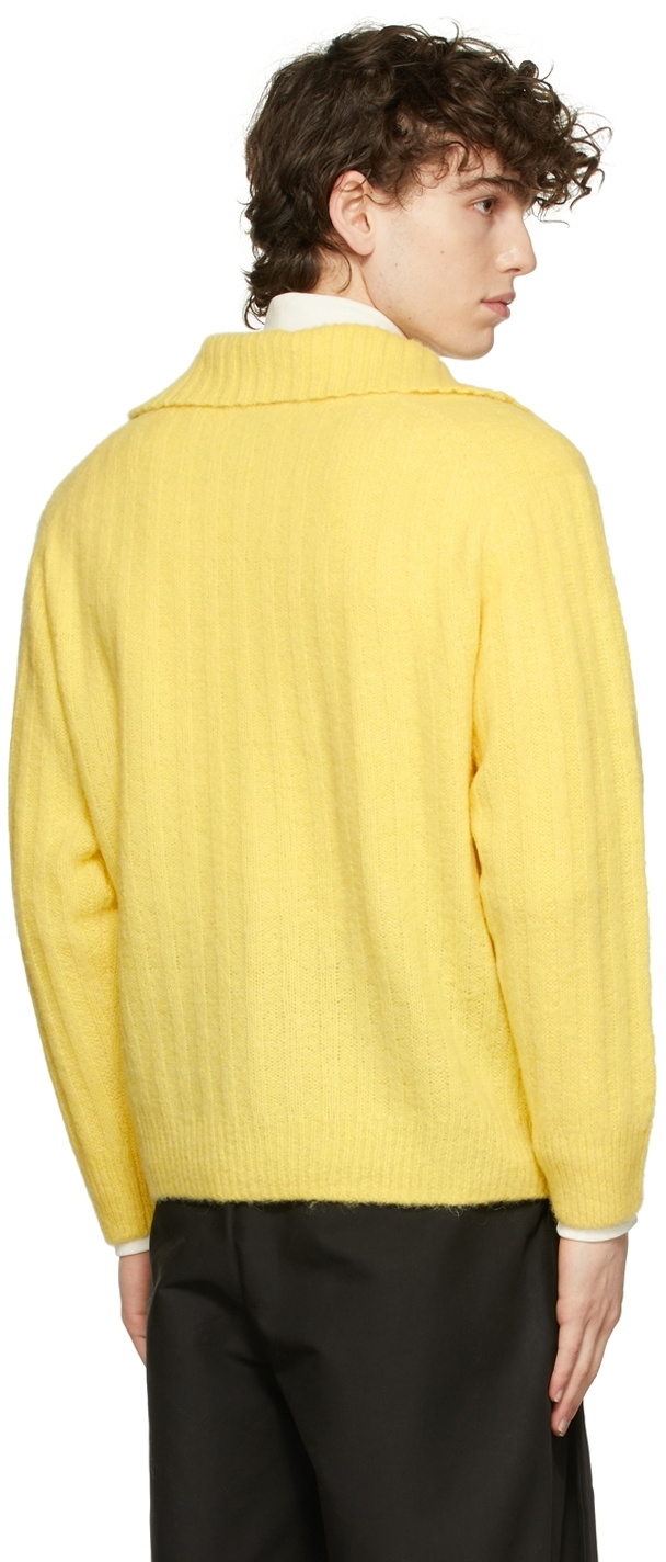 AURALEE Yellow Wide Rib Cardigan Auralee