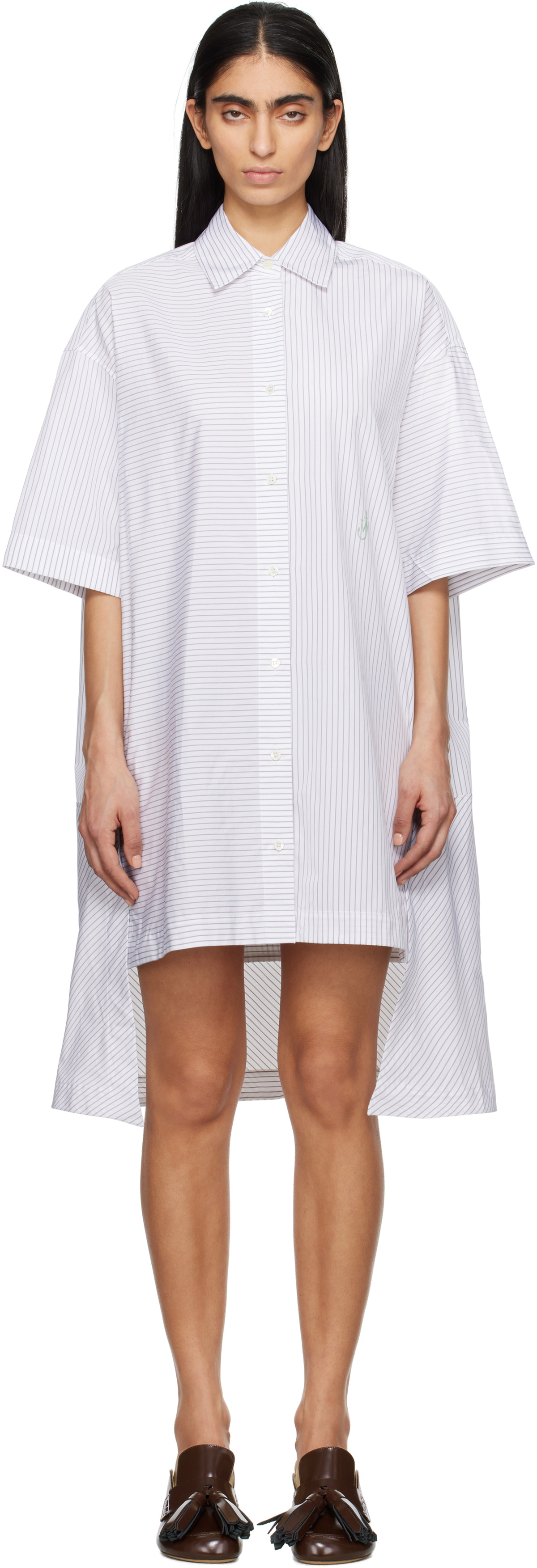 JW Anderson White Stepped Hem Shirt Midi Dress JW Anderson