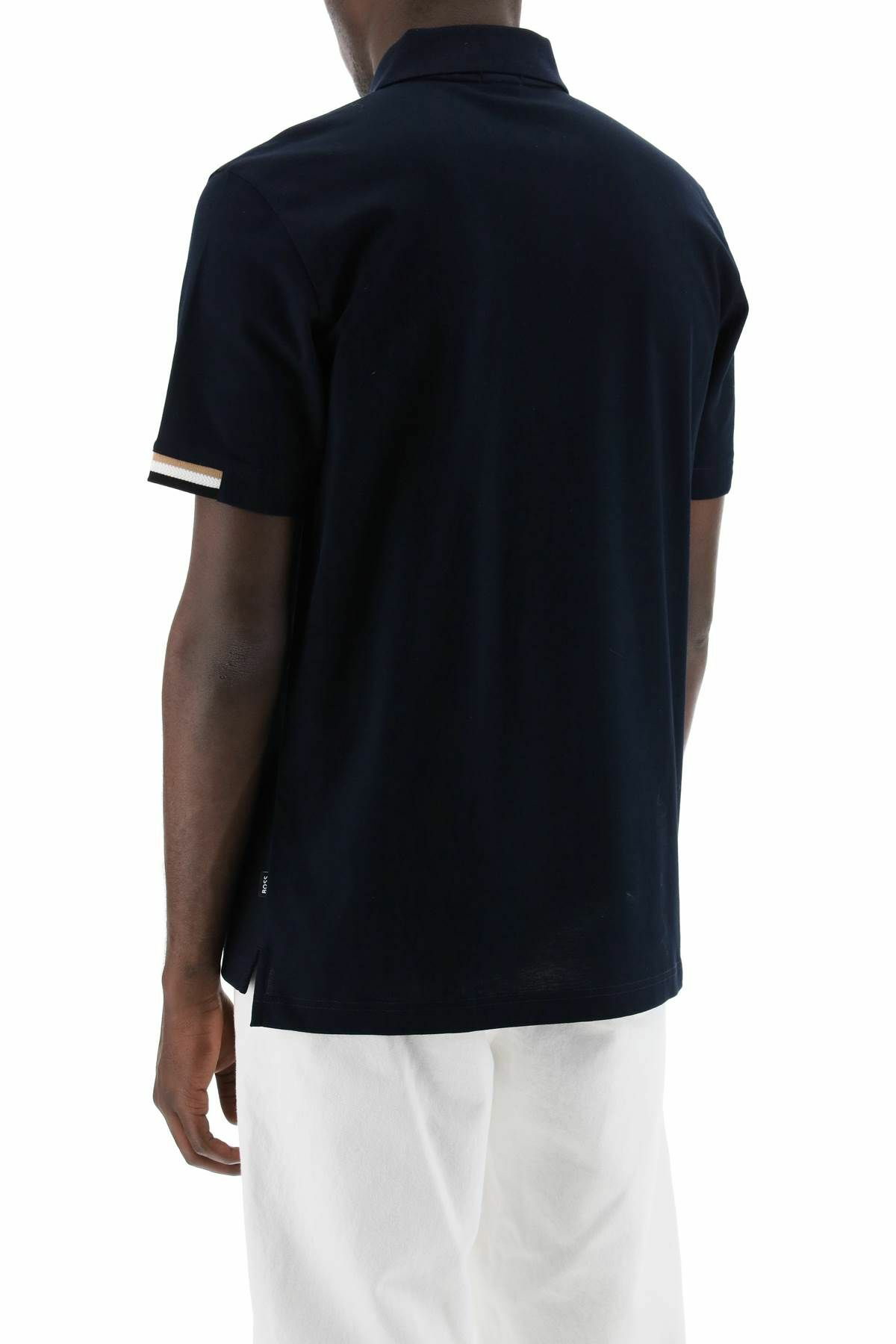 BOSS parlay polo shirt with stripe detail Black BOSS