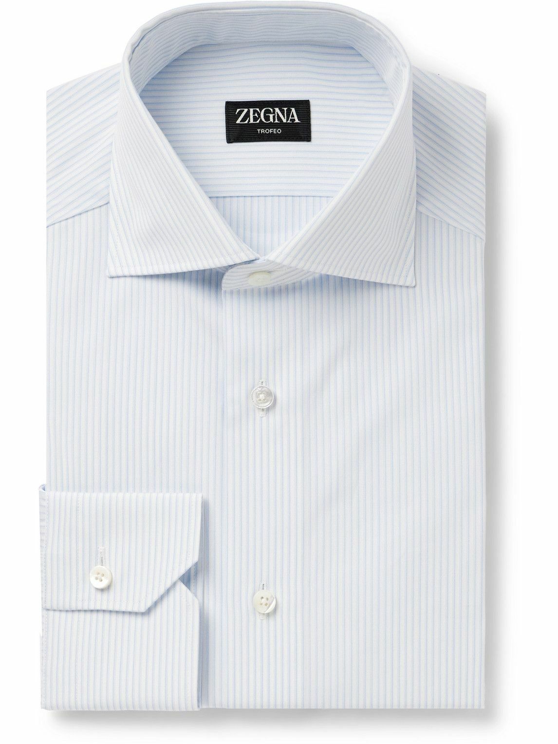 Zegna - Cutaway-Collar Striped Trofeo™ Shirt - Blue Zegna