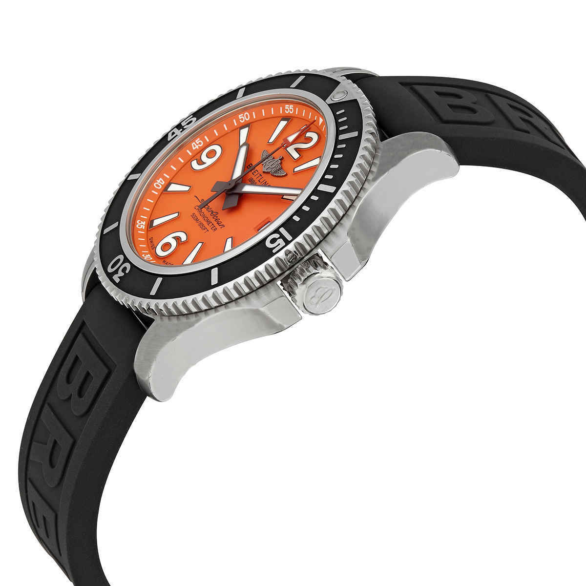 Breitling Superocean Automatic Chronometer Orange Dial Mens Watch ...