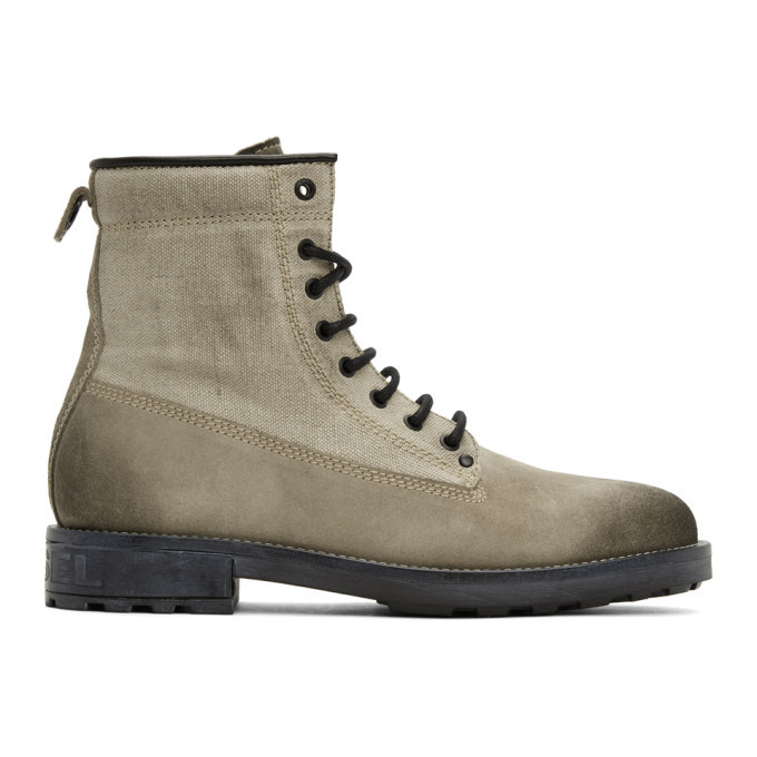 Diesel Off-White Canvas D-Throuper DBB Boots Diesel