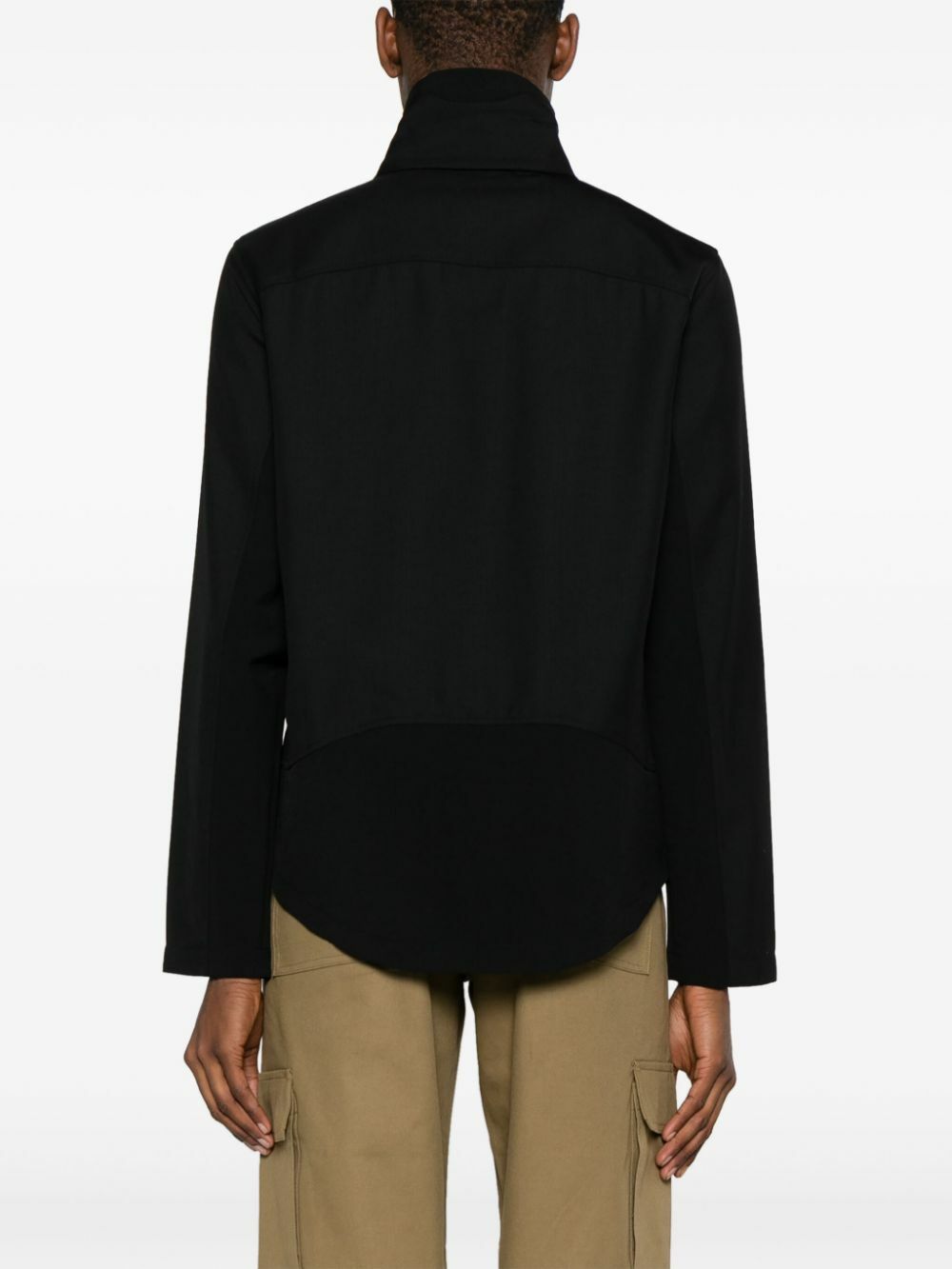 GR10K Black Funnel-Neck Wool Jacket GR10K