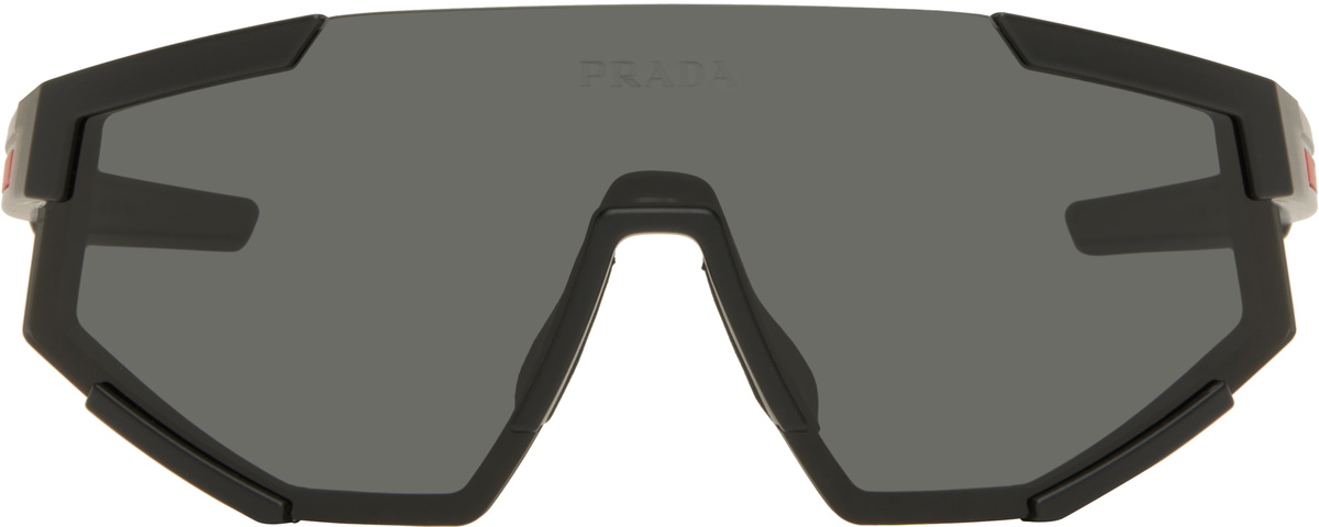 Prada Eyewear Black 'Prada' Linea Rossa Impavid Sunglasses Prada