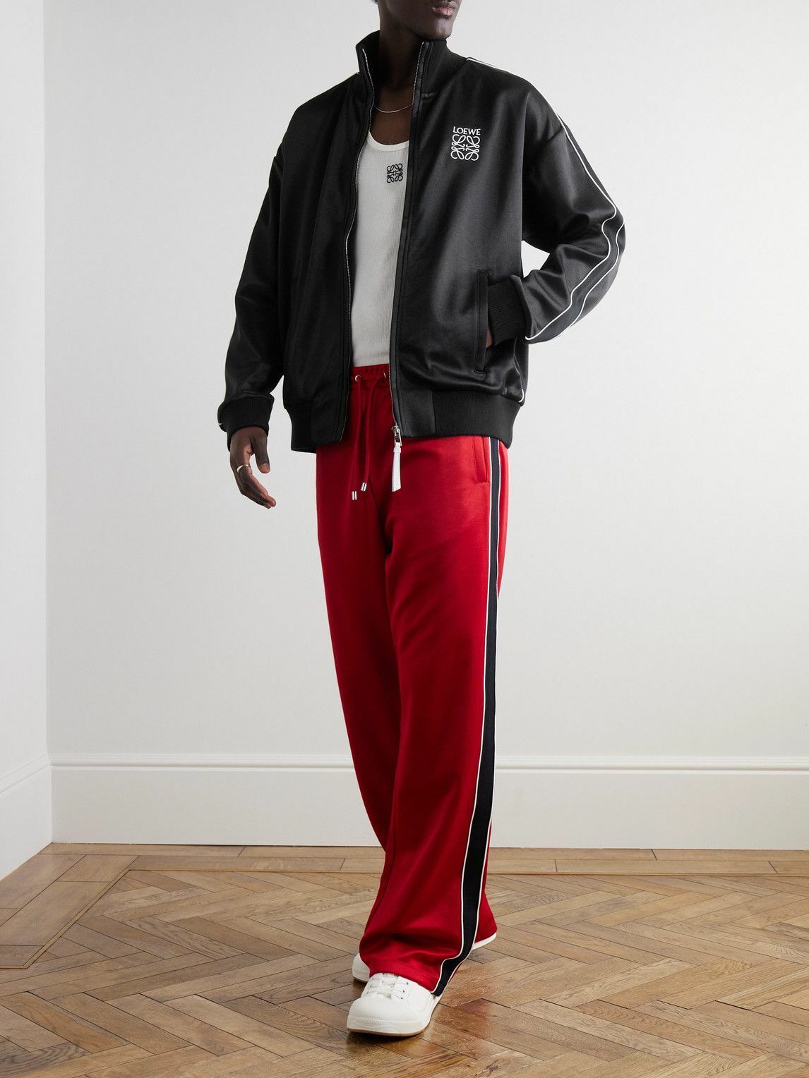 LOEWE - Logo-Embroidered Satin-Jersey Track Jacket - Black Loewe
