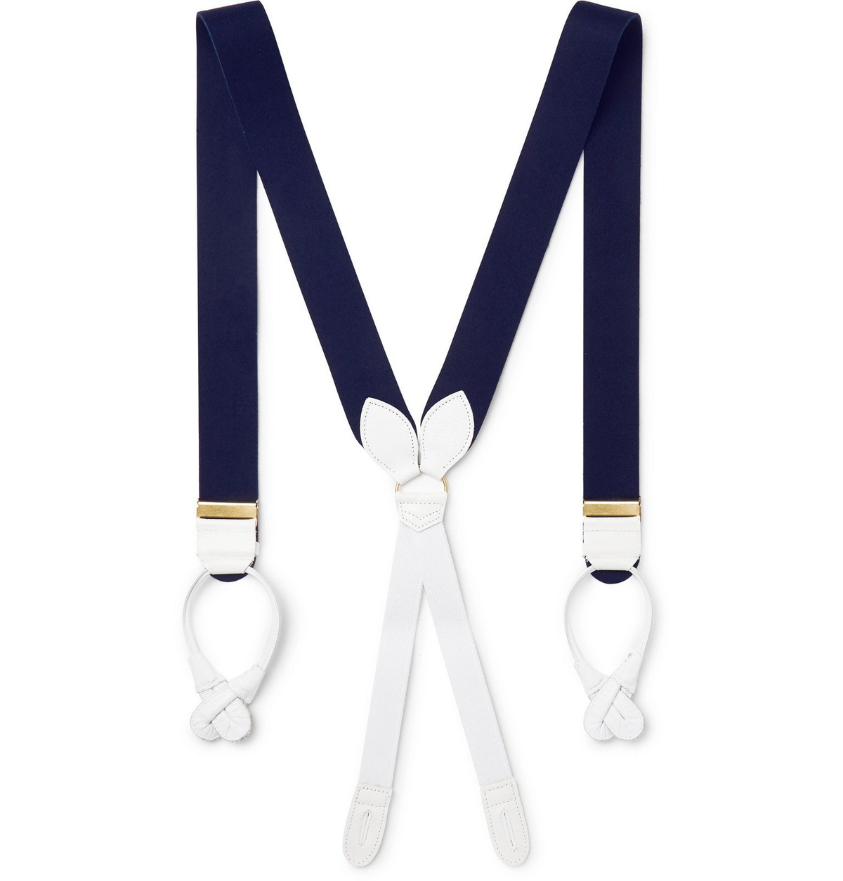 Anderson & Sheppard - Leather-Trimmed Felt Braces - Blue Anderson ...