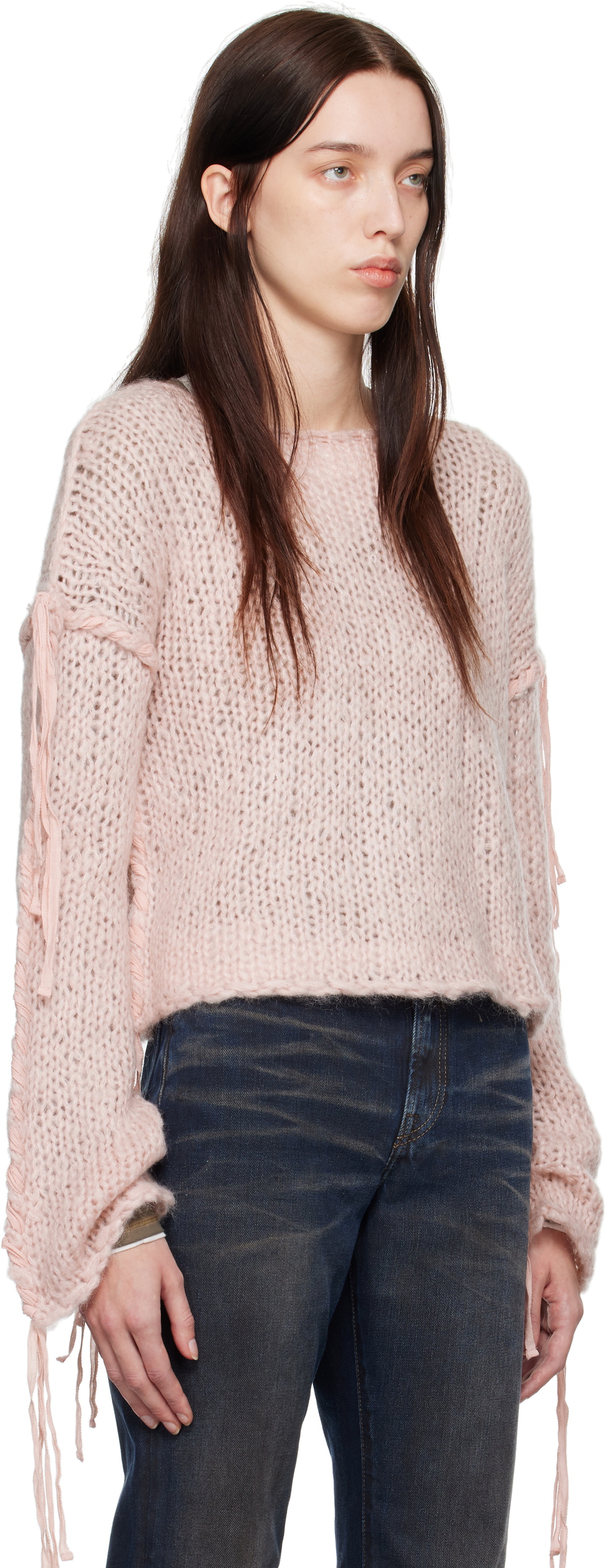 Acne Studios Pink Lacing Knit Sweater Acne Studios