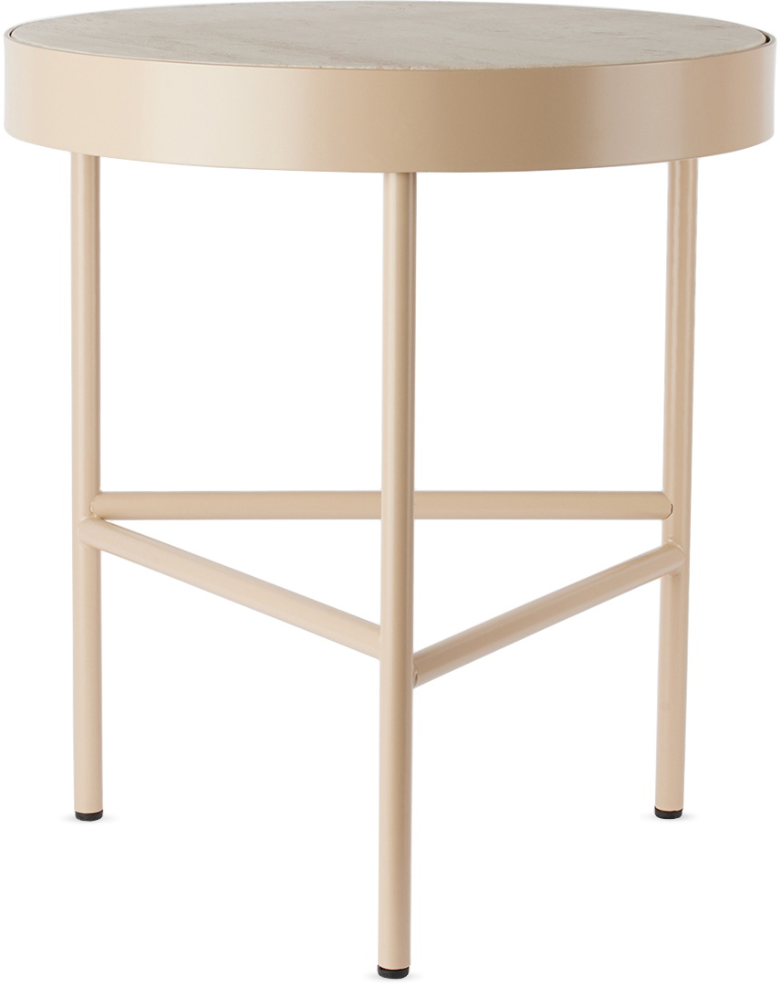 ferm LIVING Beige Medium Travertine Side Table ferm LIVING